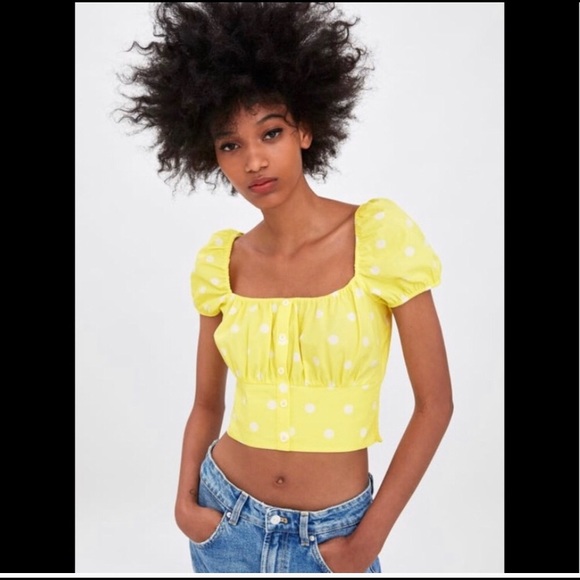 Zara | Tops | Zara Yellow Puff Sleeve Top | Poshmark